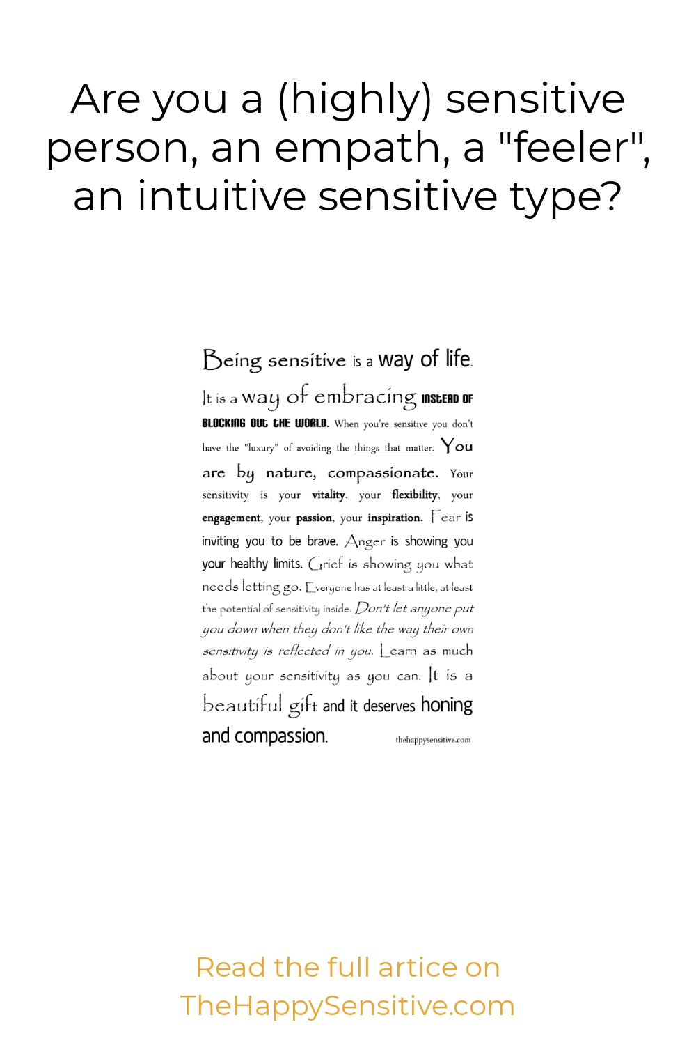 Are you a (highly) sensitive person, an empath, a "feeler", an ...